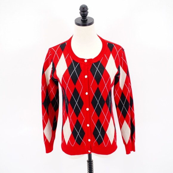 Grace Karin | Sweaters | Grace Karin Small Red Black Tan Argyle Pearl ...